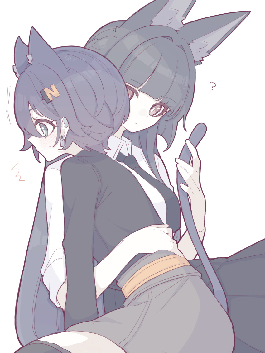 Safebooru - 2girls ? absurdres animal ear fluff animal ears belle (zenless zone zero) black hair ...