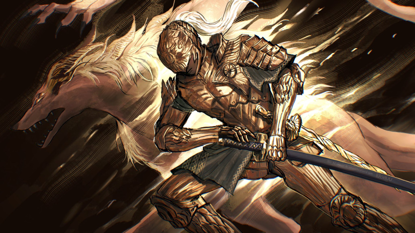 Safebooru - 1boy animal armor black background claws closed mouth ...