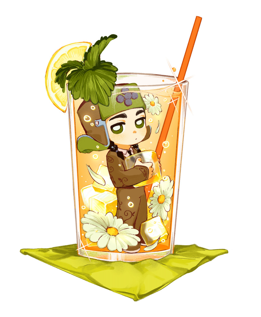 Safebooru - 1boy absurdres black hair braid brown hat brown jumpsuit ...