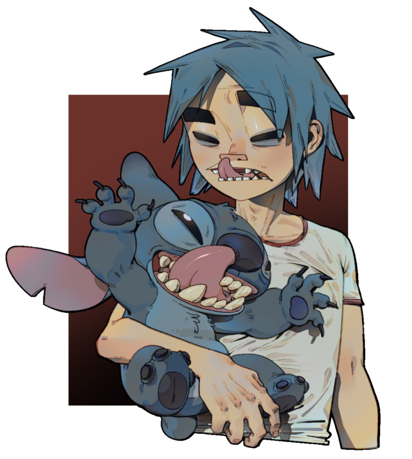 Safebooru - 1boy alien banhaibao2 blue fur blue hair carrying chinese ...