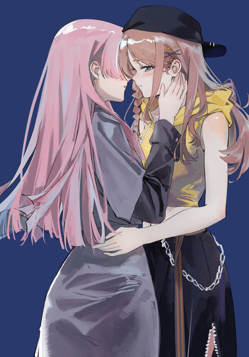 Safebooru - 2girls bang dream! bang dream! it's mygo!!!!! black hat black skirt blue background ...