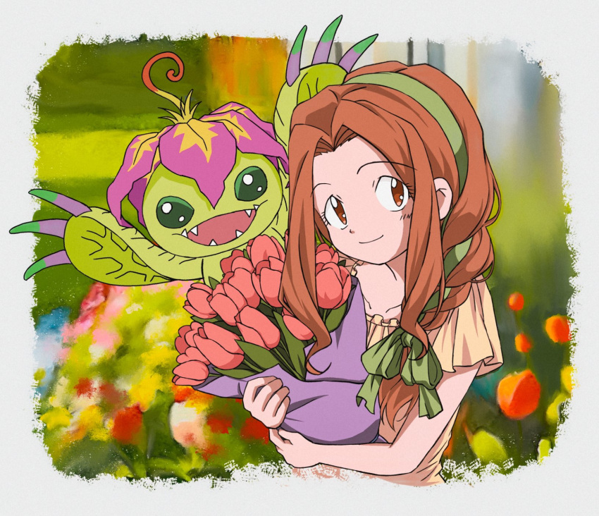 Safebooru - 1girl alternate costume border brown eyes brown hair claws ...