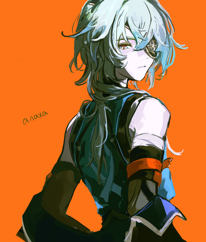 Safebooru - 1boy anaxa (honkai: star rail) aqua hair back bare shoulders blue eyes character ...