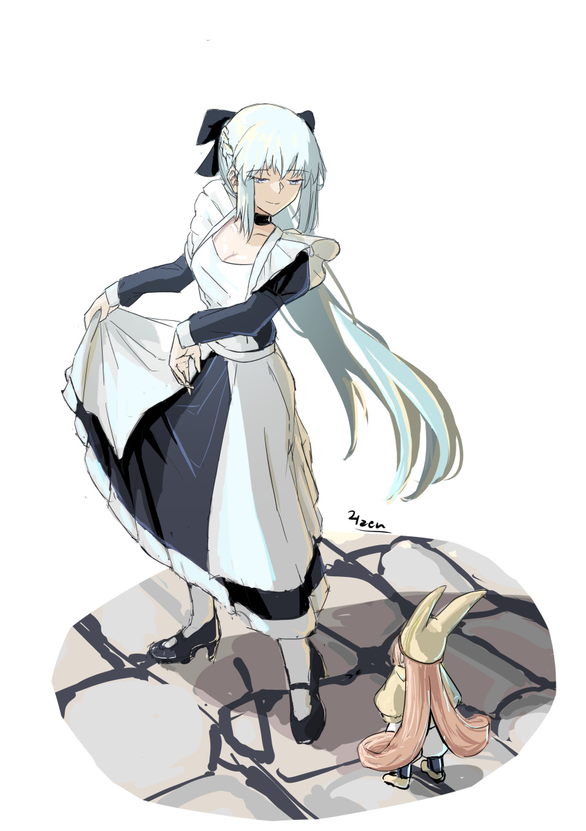 Safebooru - 2girls absurdres apron black bow blue eyes bow fate/grand order fate (series ...