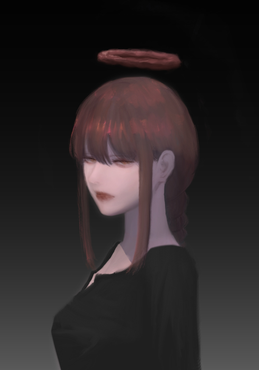 Safebooru - 1girl black background black dress chainsaw man closed mouth dress gradient ...