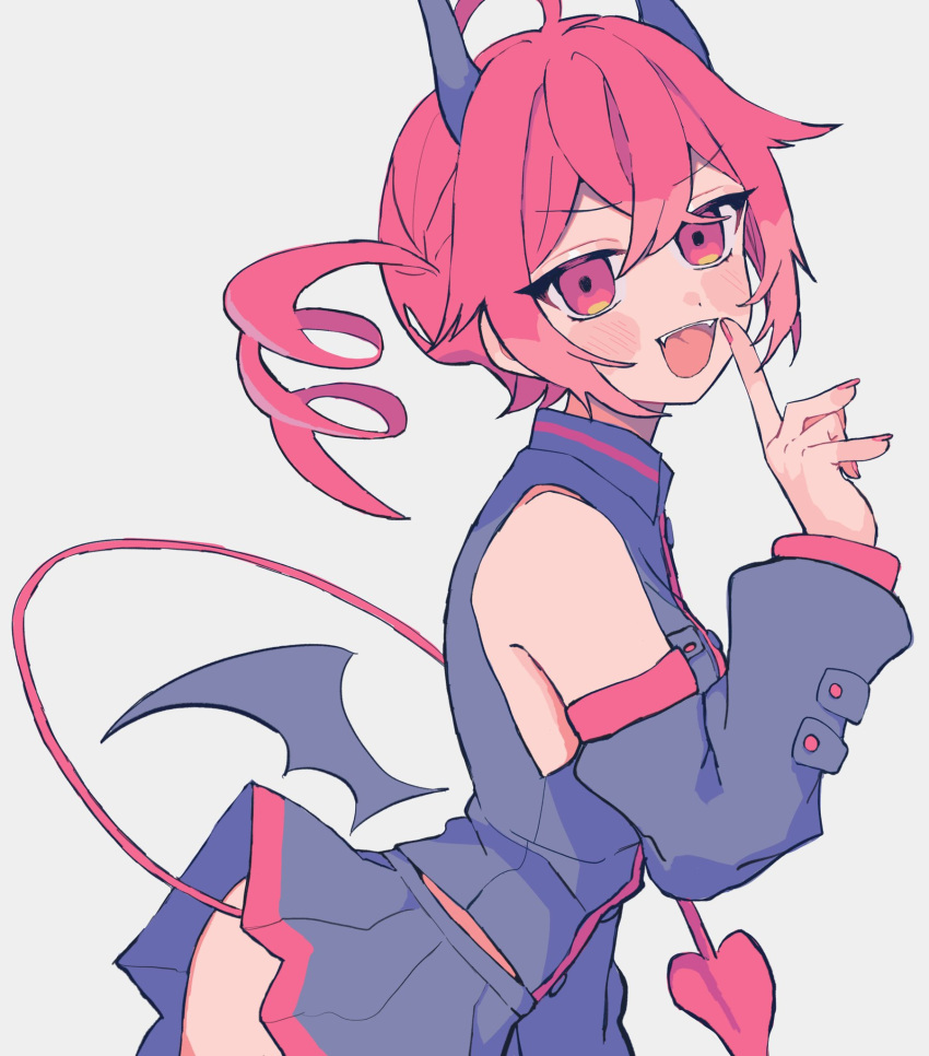 Safebooru - 1girl black horns black shirt black skirt curly hair demon tail detached sleeves ...