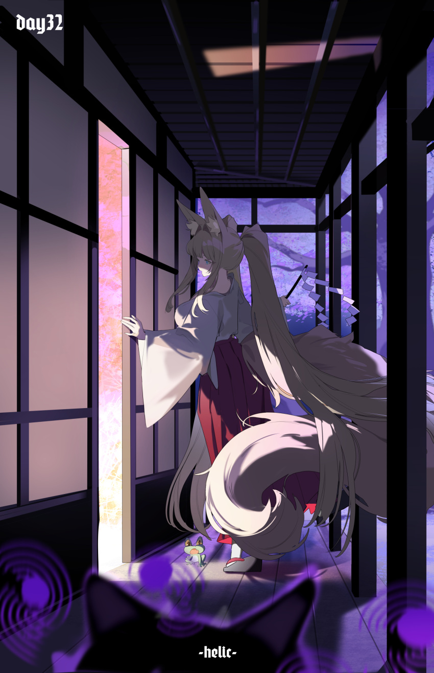 Safebooru - 1girl absurdres animal ear fluff animal ears architecture black shoes blonde hair ...