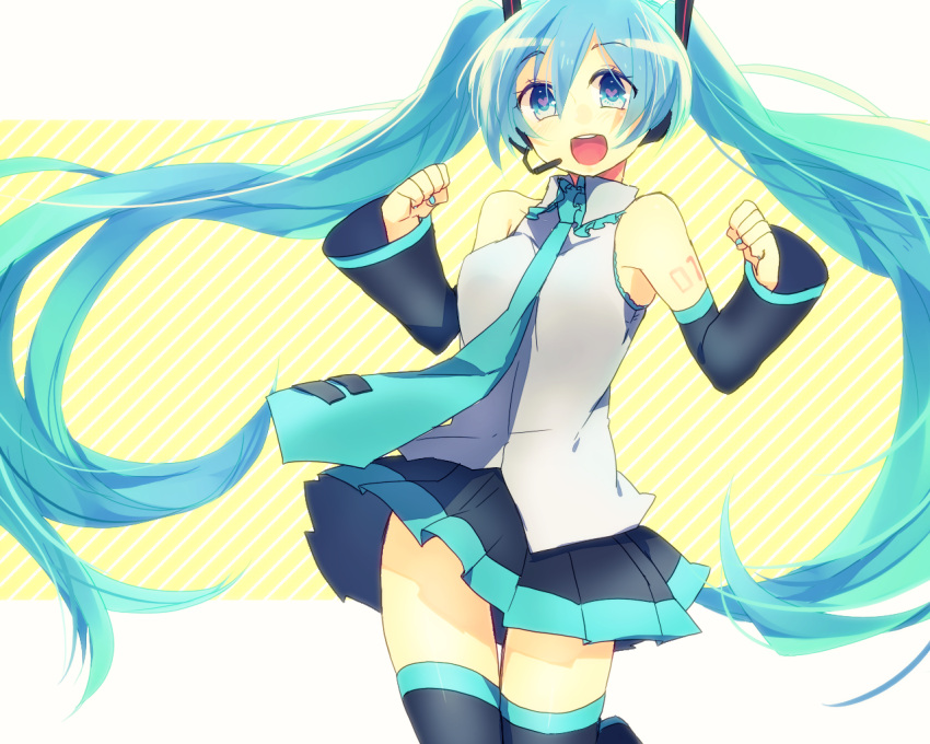 Safebooru - 1girl a229 aqua eyes aqua hair detached sleeves hatsune miku headset long hair ...