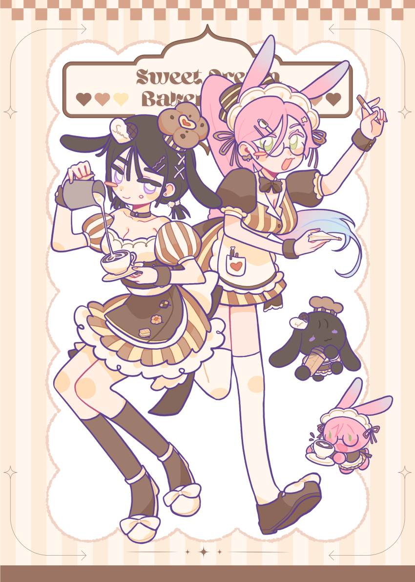 Safebooru - 2girls absurdres alien stage alternate costume animal ears animalization apron black ...