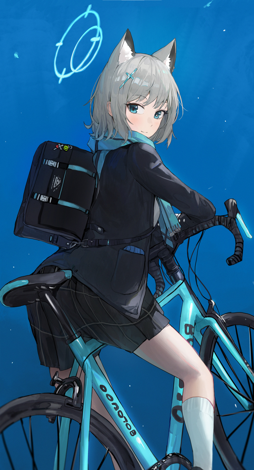 Safebooru - 1girl absurdres animal ears bicycle black bag black skirt ...