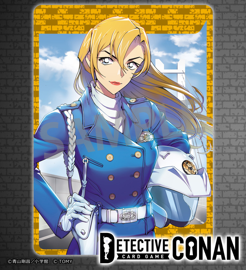 Safebooru - 1girl 1other belt belt buckle blue eyes blue jacket bridge brown hair buckle buttons ...