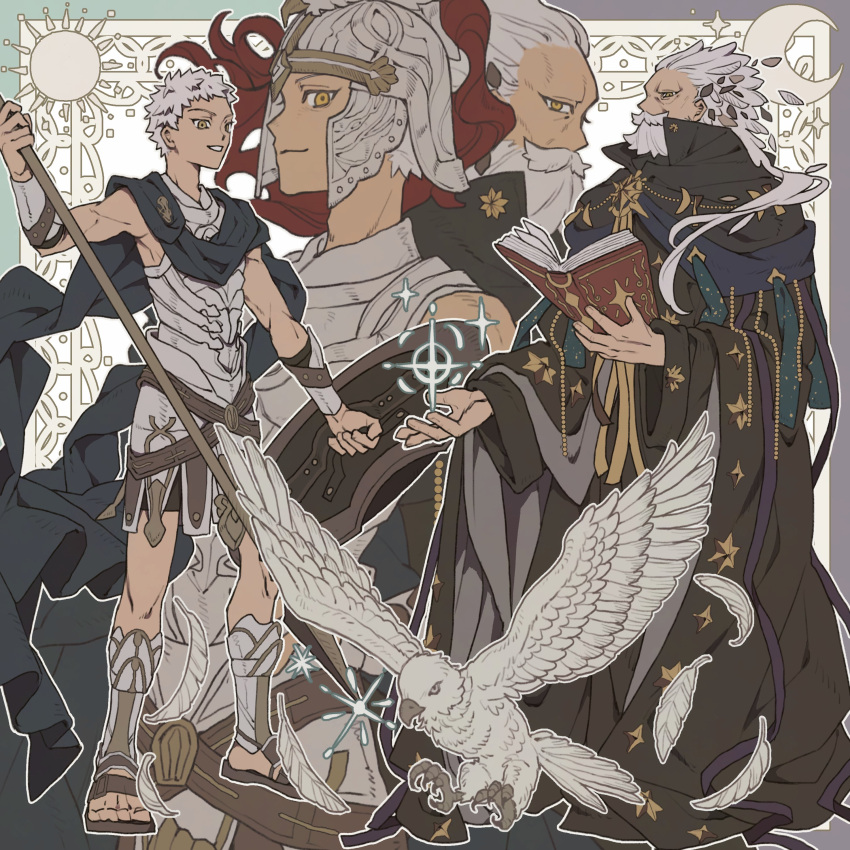 Safebooru - absurdres armor beard bird book brown eyes facial hair fate ...