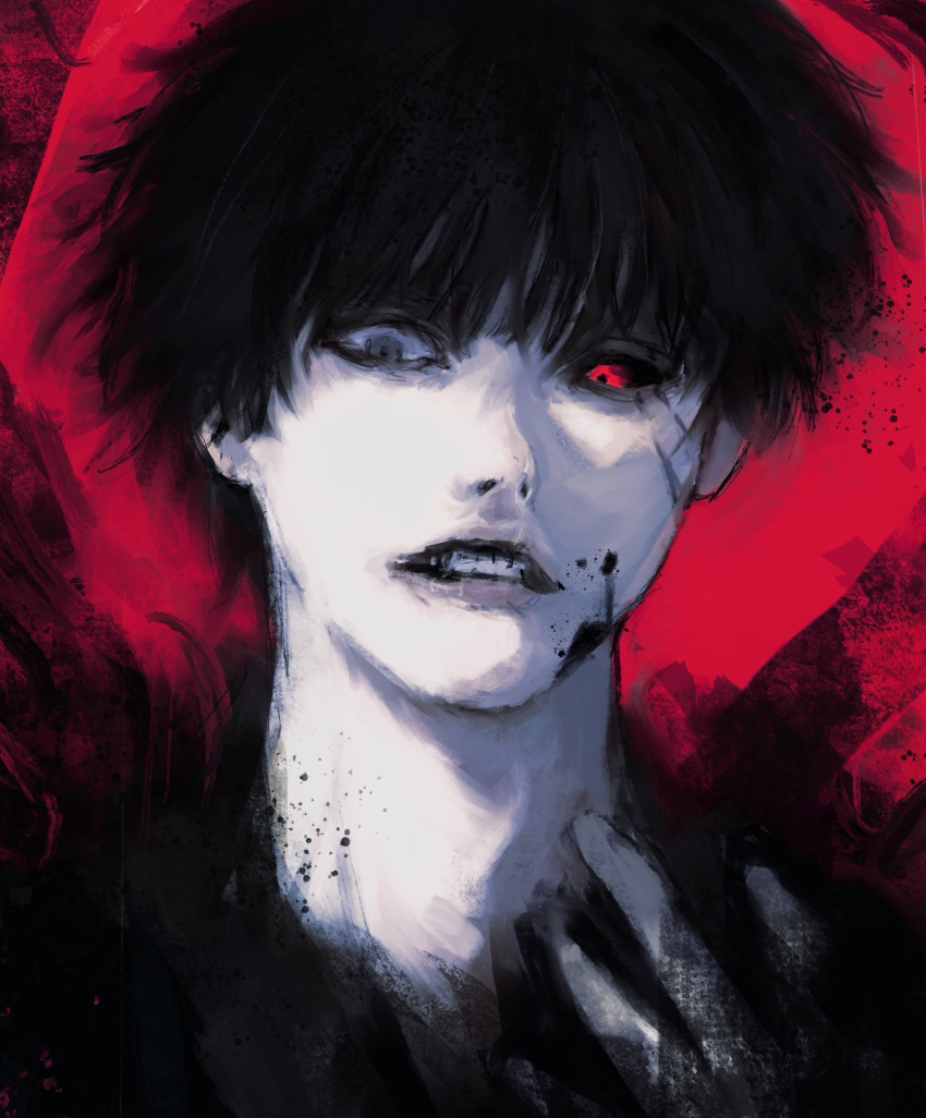 Safebooru - 1boy black background black hair black reaper black sclera ...