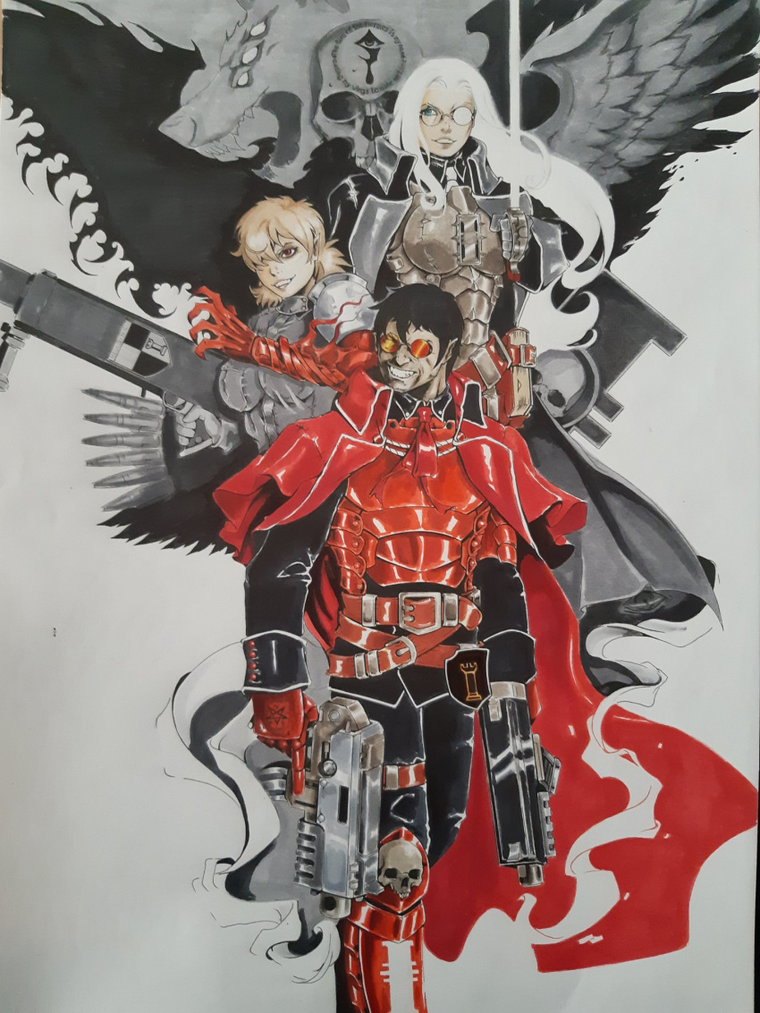 Safebooru - 1boy 2girls alucard (hellsing) armor auri (aurimas jucy ...