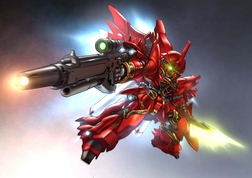 Safebooru - absurdres aiming asymmetrical dual wielding axe beam rifle ...
