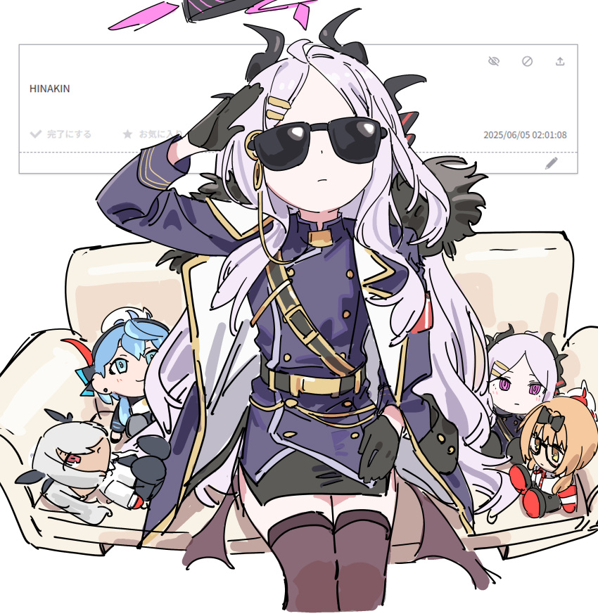 Safebooru - 1girl absurdres ahoge ako (blue archive) armband black coat black halo black skirt ...