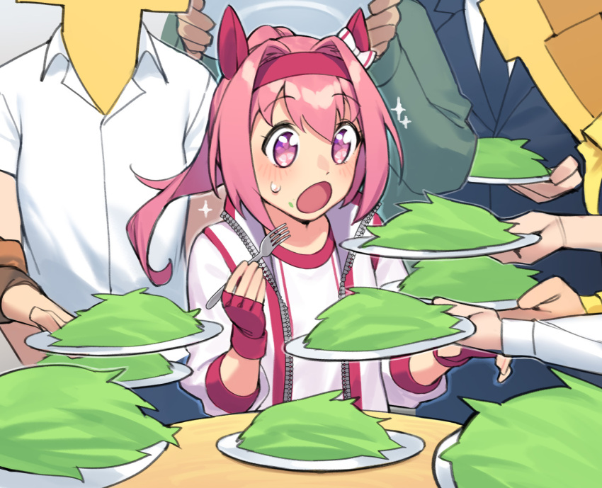 Safebooru - :o animal ears dasdokter fingerless gloves fork gloves ...