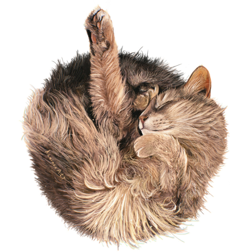 Safebooru - animal animal focus artist name cat closed eyes closed mouth commentary request grey ...