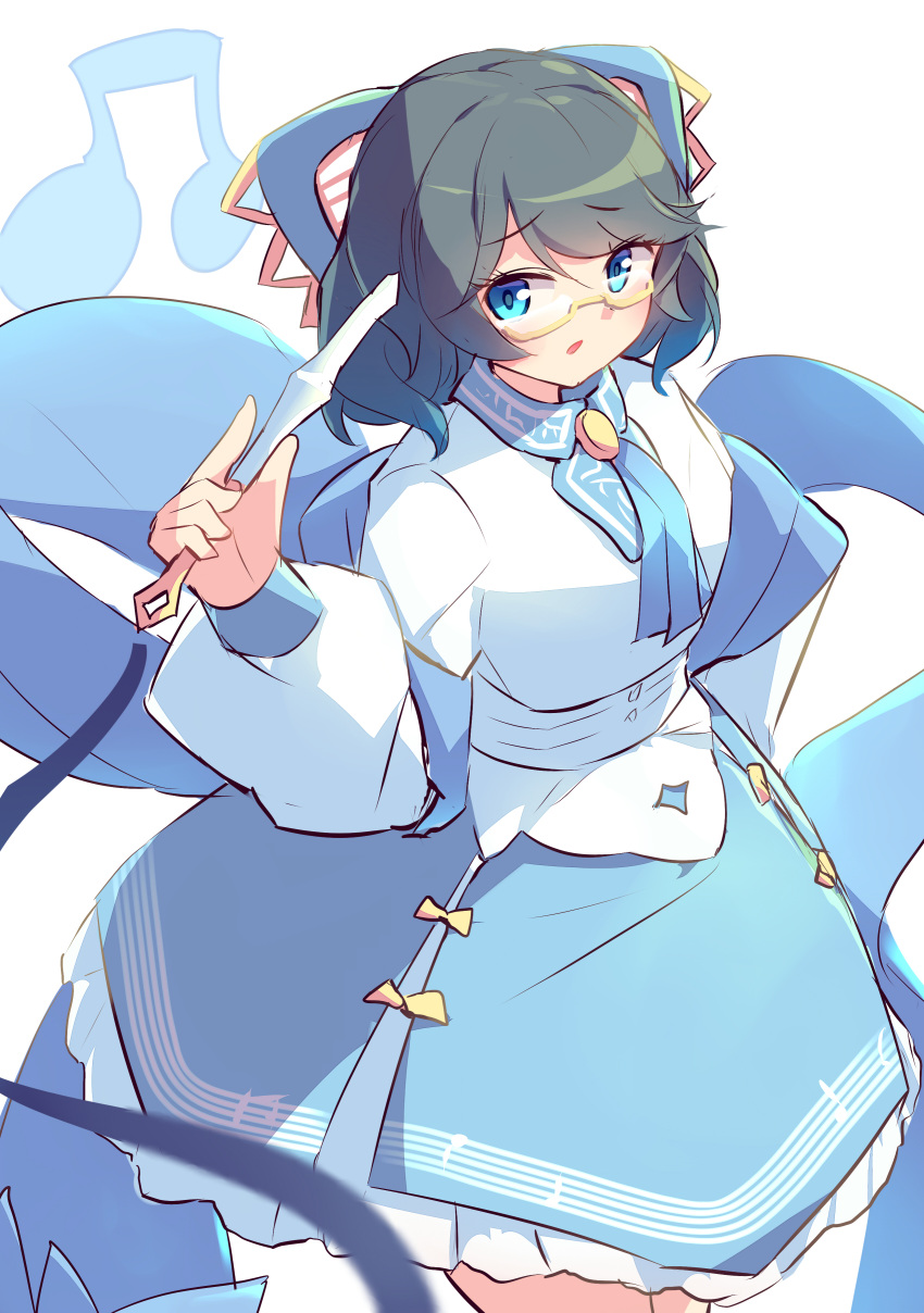 Safebooru - 1girl absurdres blue bow blue dress blue eyes blue hair blush bow breasts buttons ...