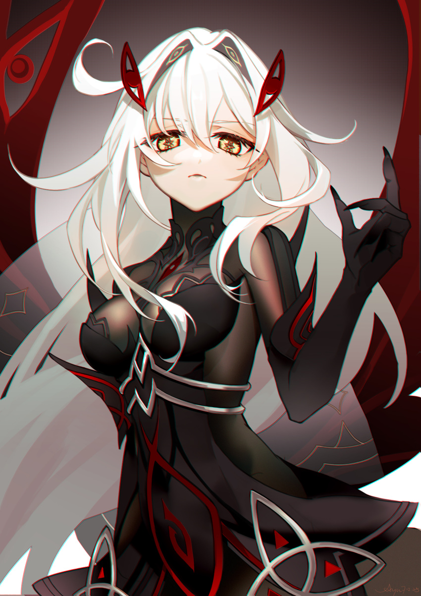 Safebooru - 1girl absurdres black claws black dress black skin blonde hair chinese commentary ...