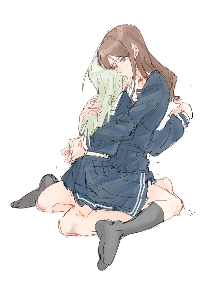 Safebooru - 2girls absurdres bang dream! bang dream! it's mygo!!!!! black socks blue eyes blue ...