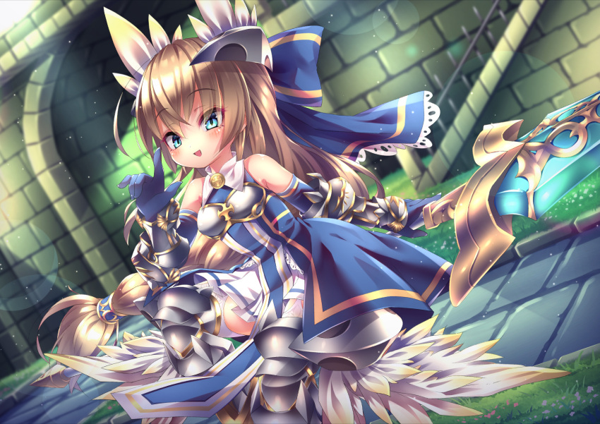 Safebooru - 1girl armor armored boots armored dress armored gloves bare shoulders blonde hair ...