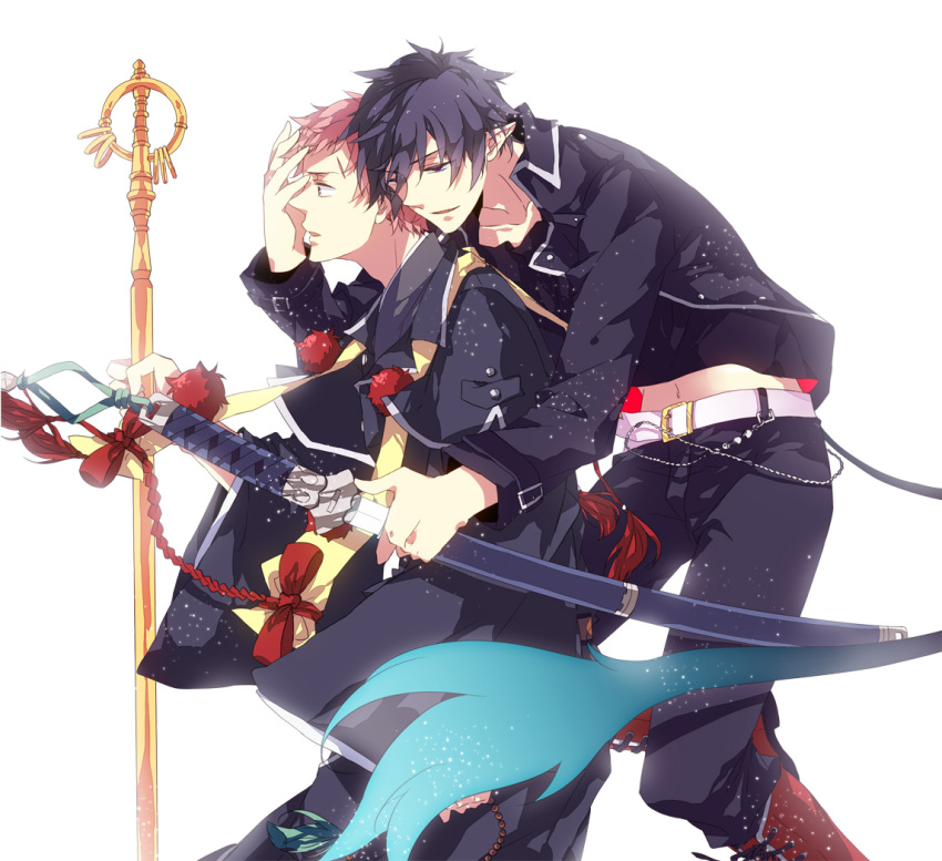 Safebooru - 2boys ao no exorcist black hair katana multiple boys ...