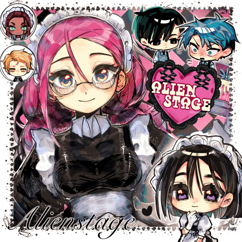 Safebooru - 3boys 3girls alien stage bei esi de chen black dress black ...
