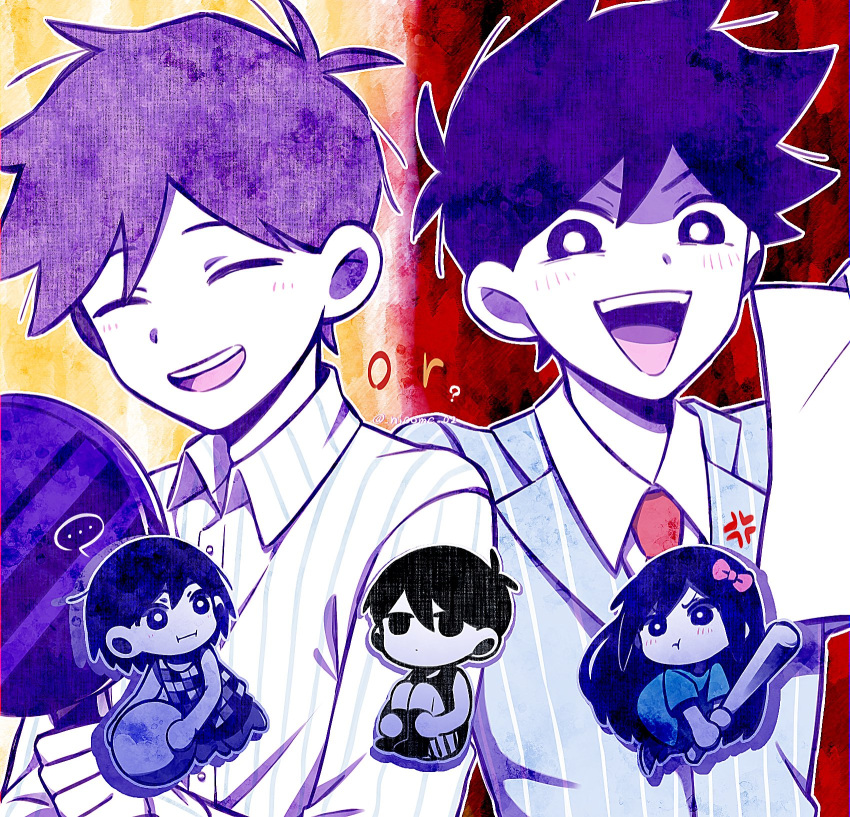 Safebooru - ... 1girl 3boys anger vein antenna hair aubrey (headspace ...
