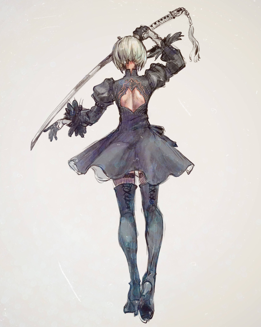 Safebooru - 1girl 2b (nier:automata) back cutout black dress black ...