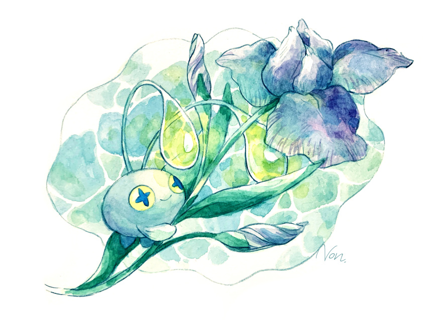 Safebooru - absurdres animal focus blue flower bud check flower ...