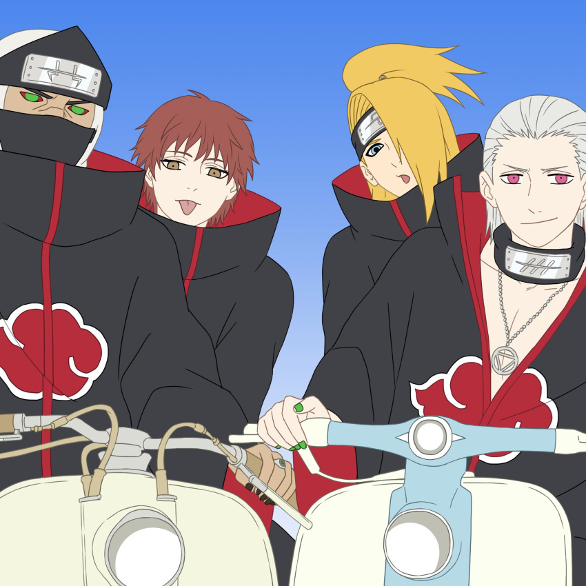 Safebooru - 4boys akatsuki uniform blonde hair blue eyes blue sky brown ...