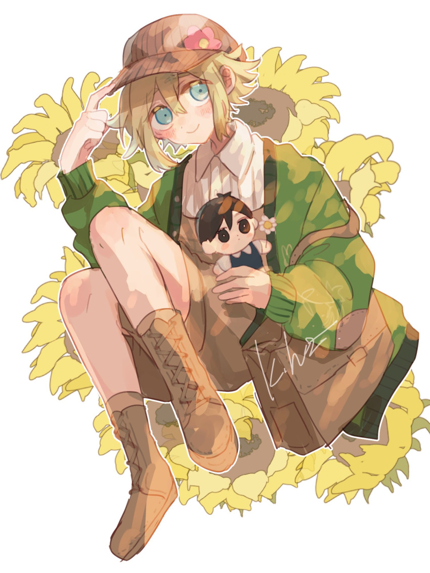 Safebooru - 1boy adjusting clothes adjusting headwear basil (birthday) (omori) basil (faraway ...