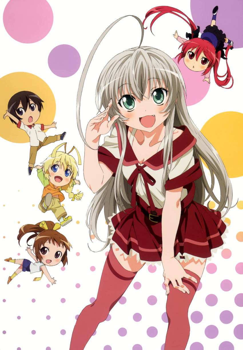 Safebooru 2boys 3girls Absurdres Ahoge Blonde Hair Blue Eyes Blush 4566