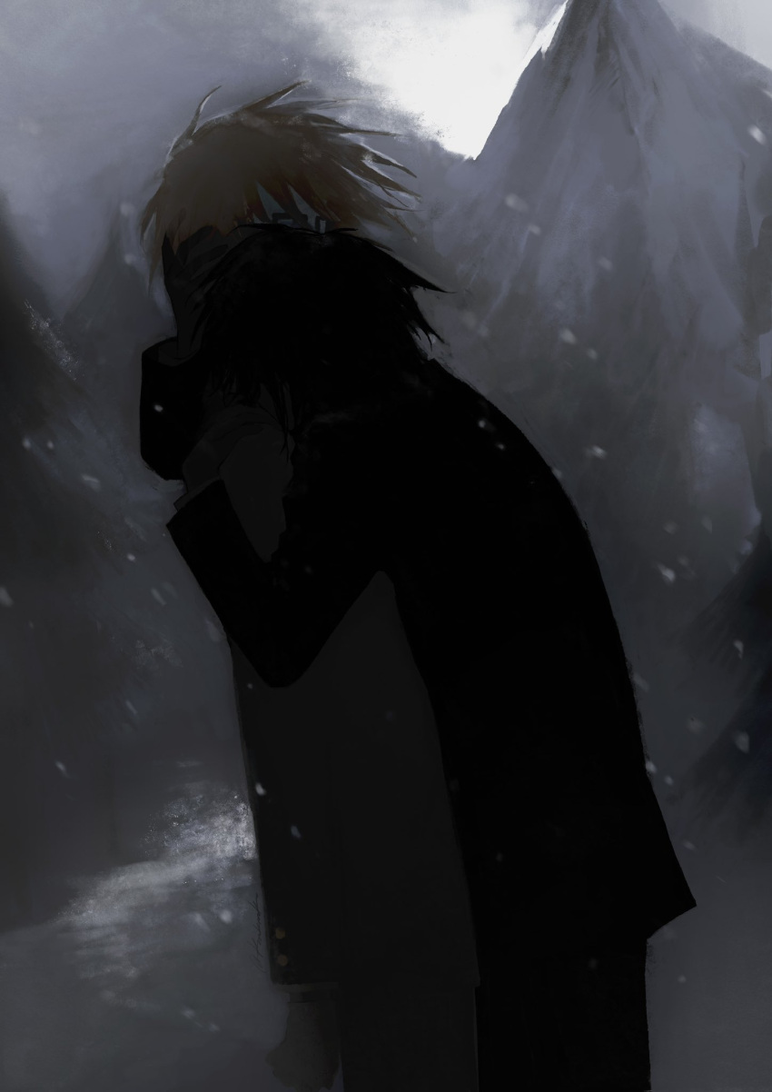 Safebooru - 2boys black hair cowboy shot gakuran glasses highres hug ...