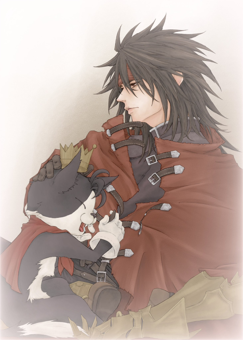 Safebooru - 1boy black gloves black hair boots brown boots cait sith ...