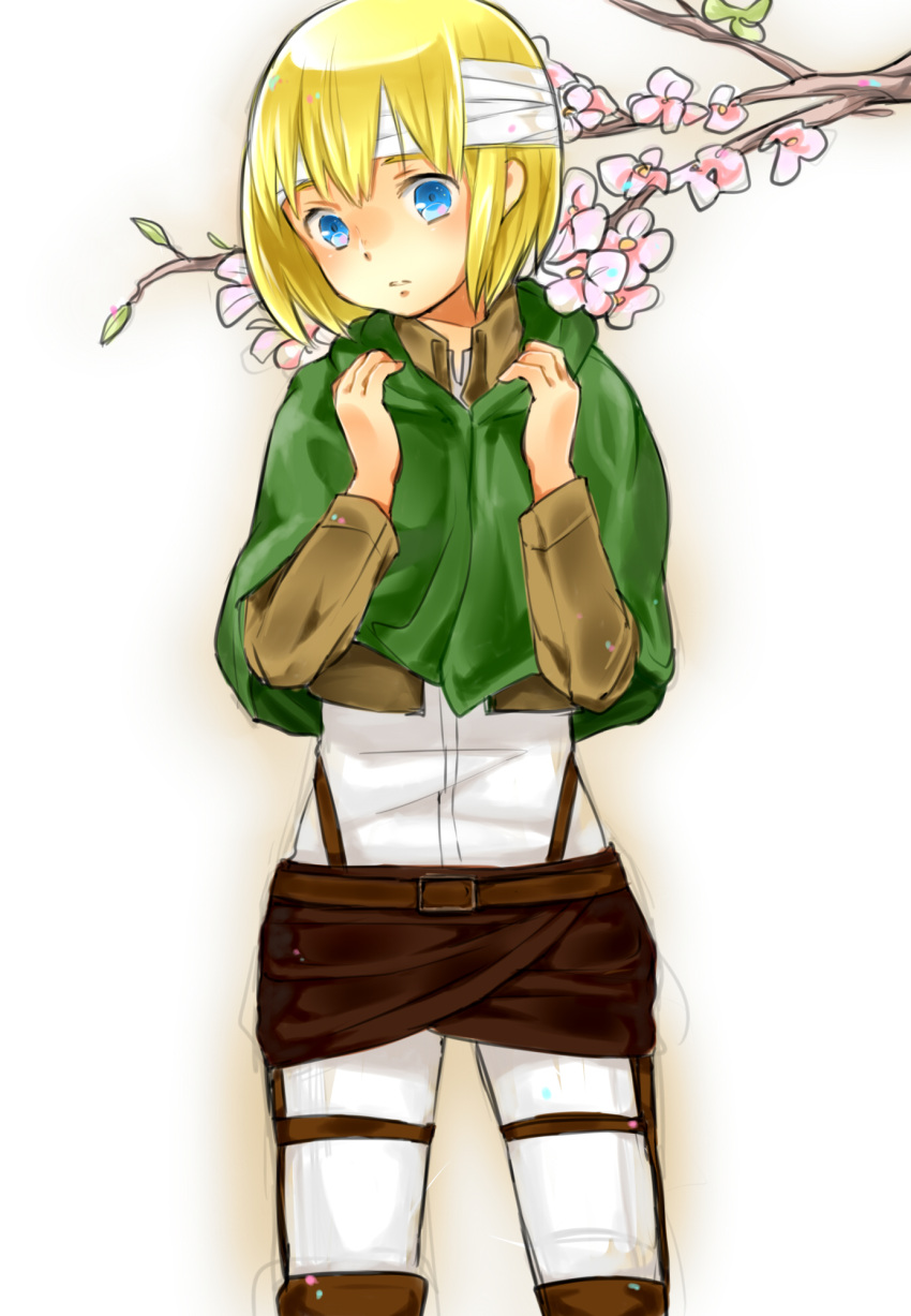 Safebooru - 1boy 2nahi armin arlert bandages belt blonde hair blue eyes buckle cape cherry ...