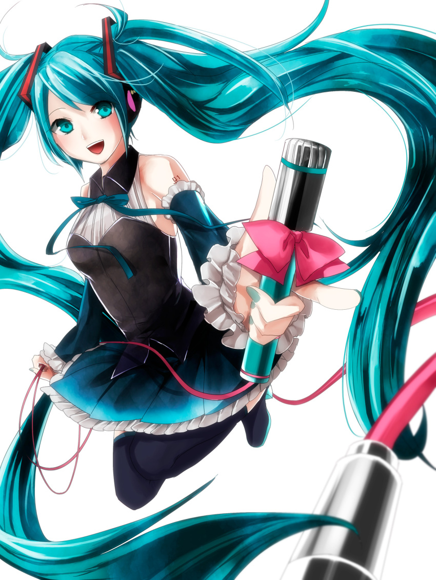 Safebooru - 1girl aqua eyes aqua hair boots detached sleeves hatsune miku headphones high heels ...
