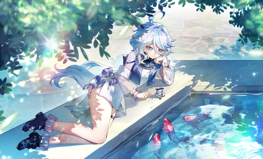 Safebooru - 1girl absurdres ahoge alternate costume blue eyes blue hair ...