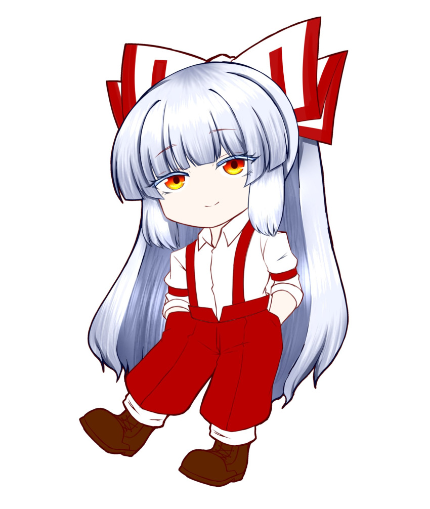 Safebooru - 1girl blunt bangs bow brown shoes chibi fujiwara no mokou ...