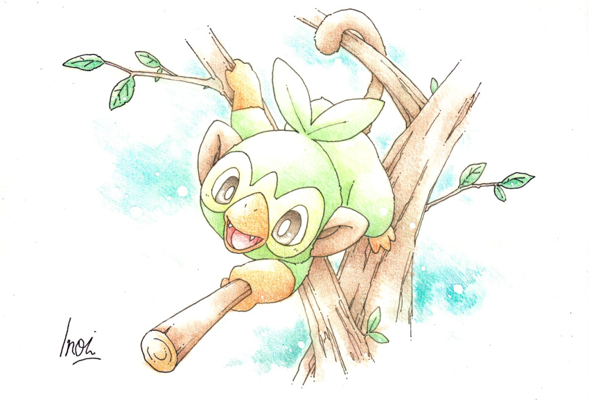 Safebooru - artist name brown eyes green fur grookey highres holding ...