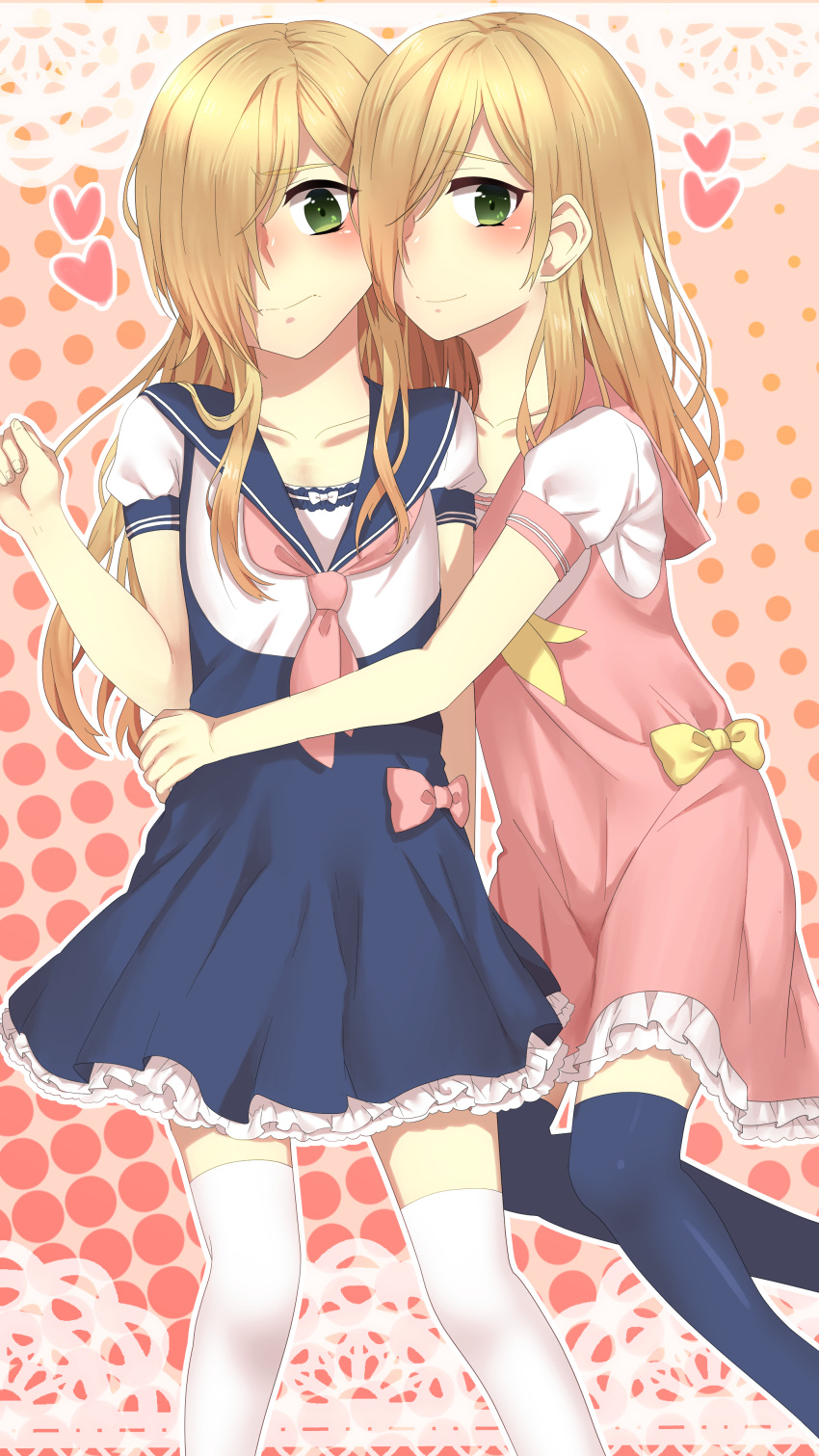 Safebooru - 2boys absurdres black legwear blonde hair blush crossdressinging green eyes hair ...