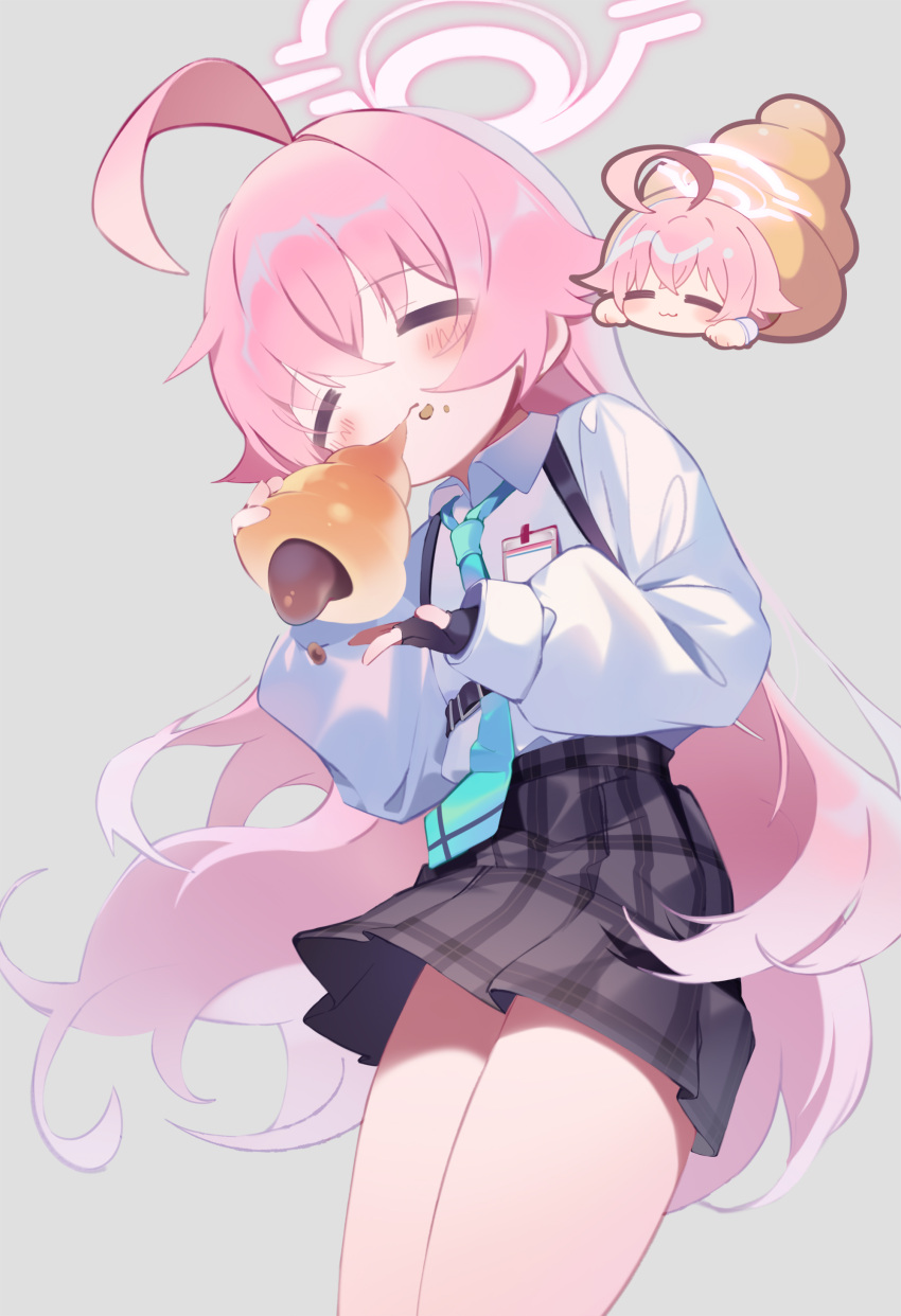 Safebooru - 1girl absurdres ahoge blue archive blue necktie chibi closed eyes collared shirt ...