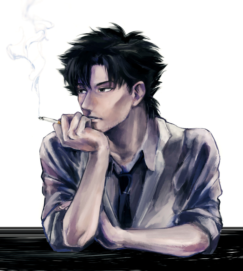 Safebooru - 1boy black hair cigarette emiya kiritsugu facial hair fate ...