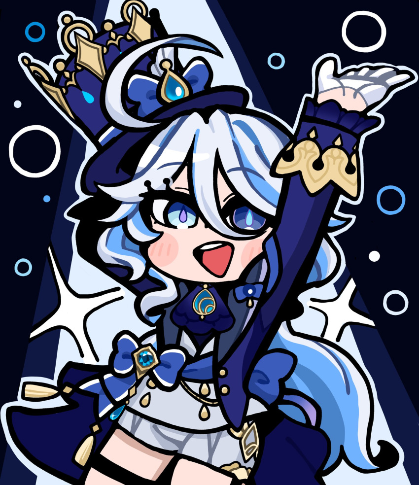 Safebooru - 1girl bkub blue eyes blue hair blush furina (genshin impact) genshin impact hat ...