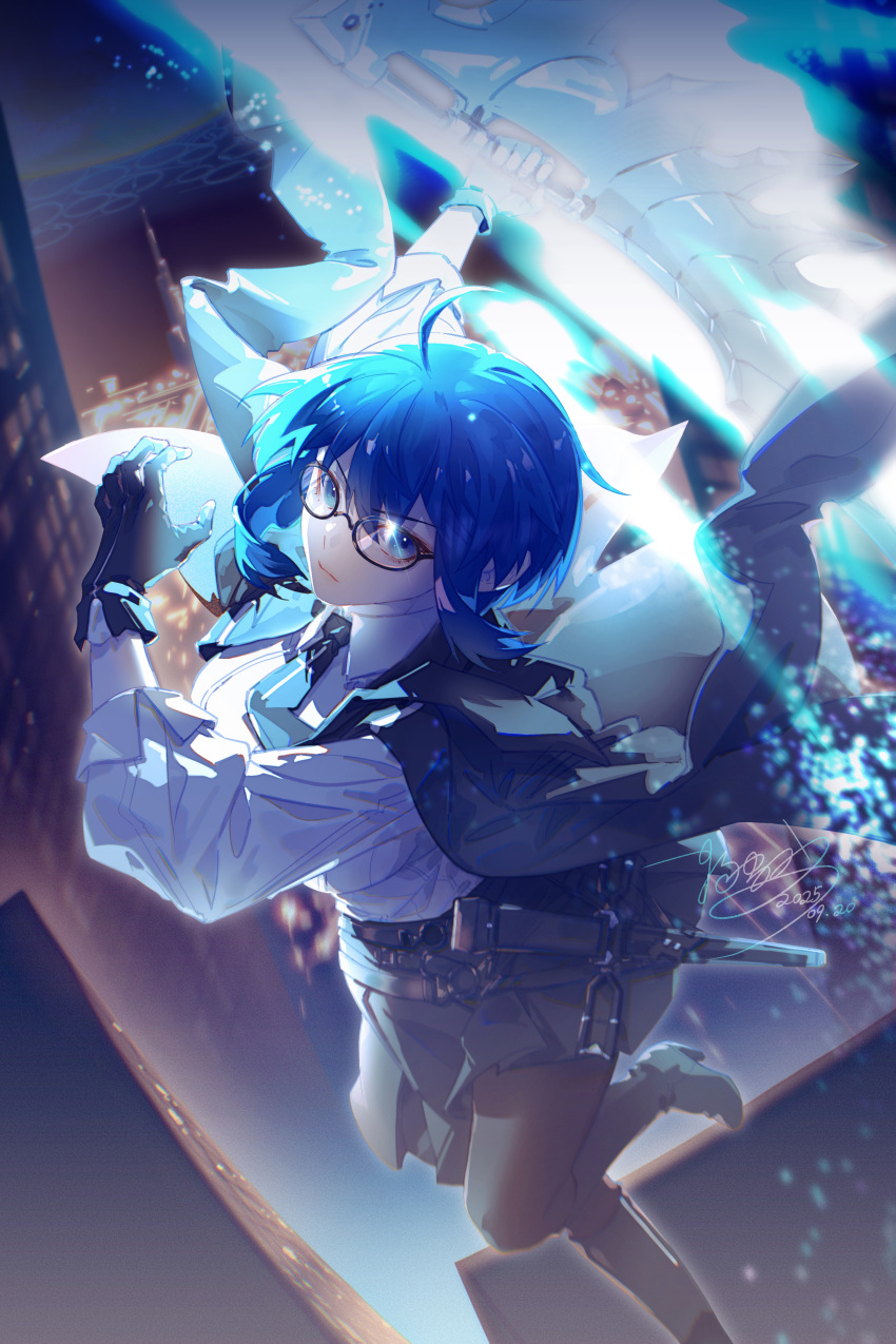 Safebooru - 1girl absurdres ahoge black-framed eyewear black necktie ...