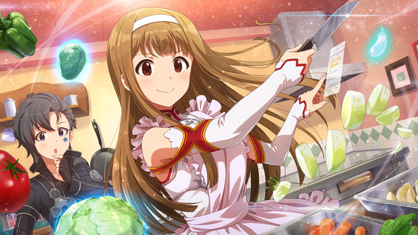 Safebooru - 2girls apron asuna (sao) asuna (sao) (cosplay) bell pepper ...
