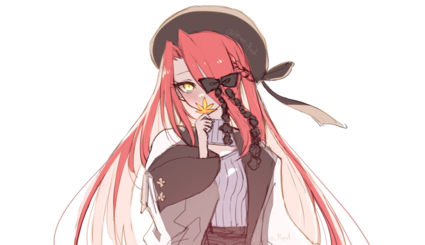 Safebooru - 1girl autumn leaves beret black bow bow fate/grand order ...