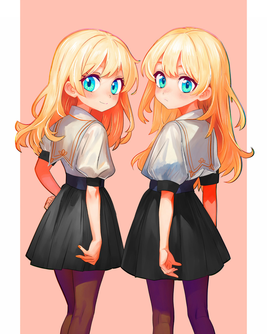 Safebooru - 2girls absurdres blonde hair blue eyes blush commentary request expressionless from ...