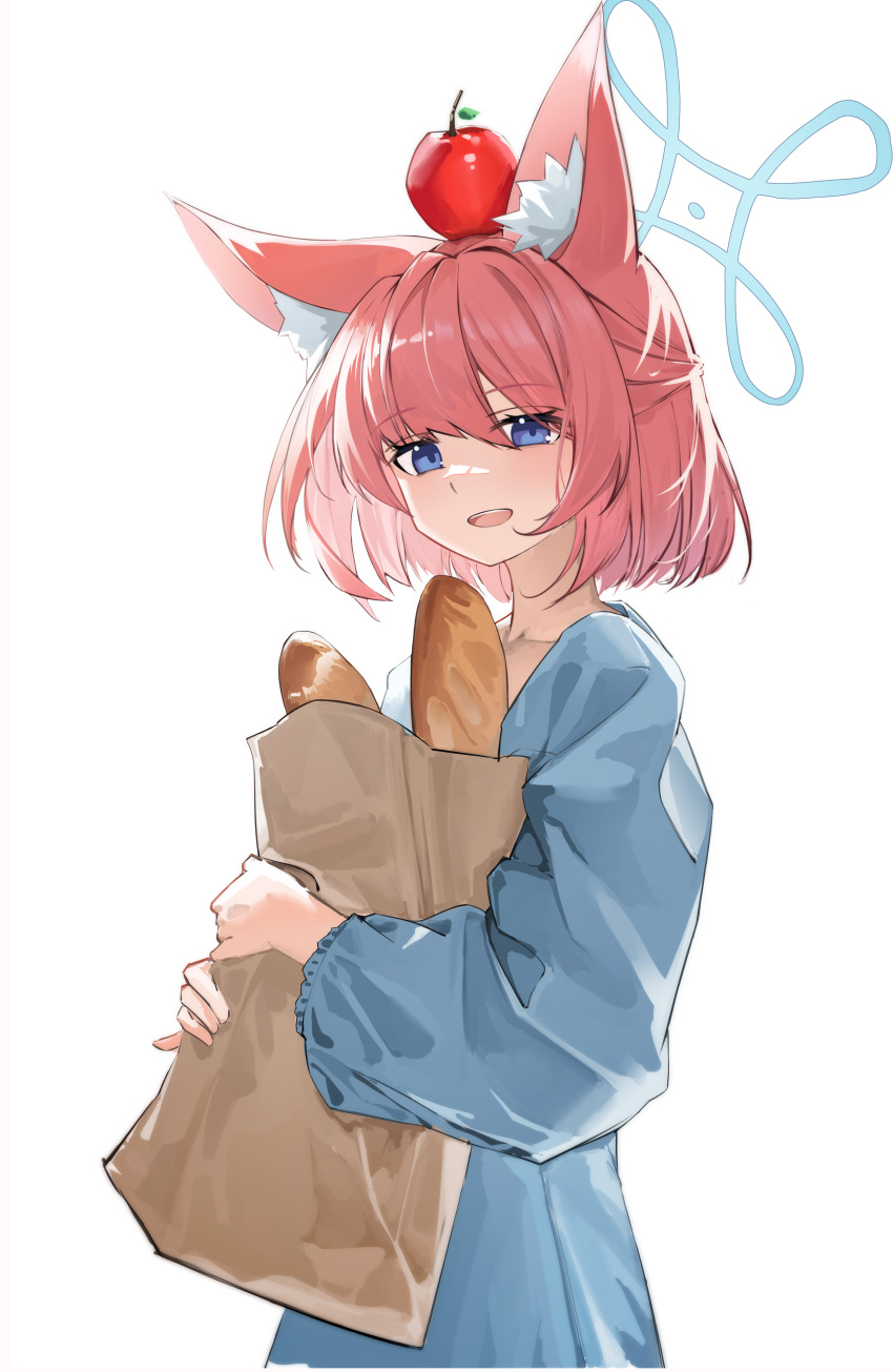 Safebooru - 1girl absurdres animal ear fluff animal ears apple apple on head bag blue archive ...